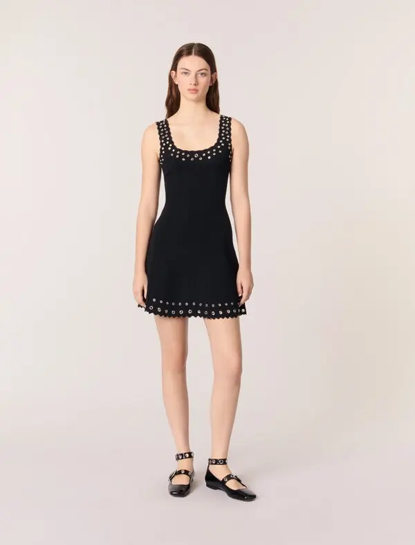 Maje Mini Eyelet Knit Dress