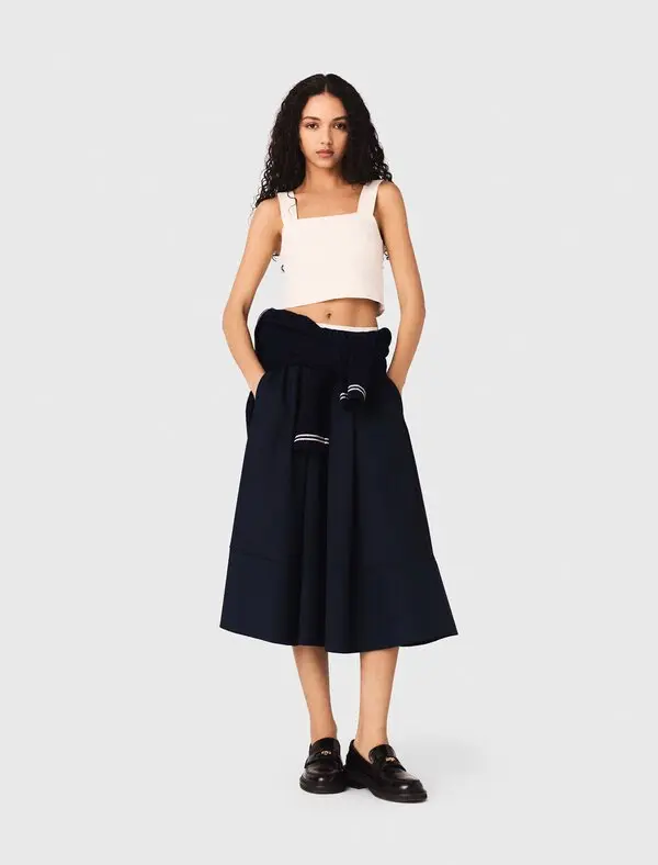 Maje Knit Crop Top With Wide Straps - Ecru