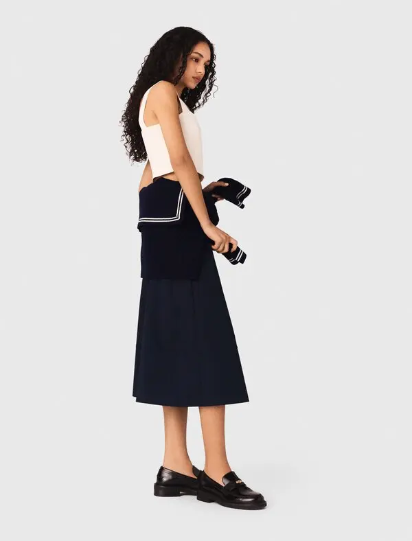 Maje Knit Crop Top With Wide Straps - Ecru