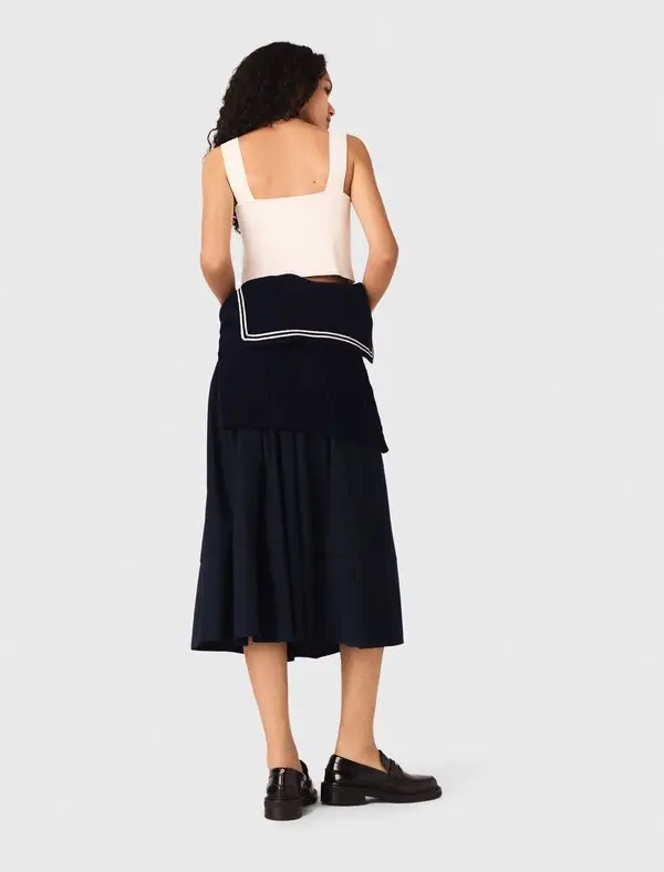 Maje Knit Crop Top With Wide Straps - Ecru