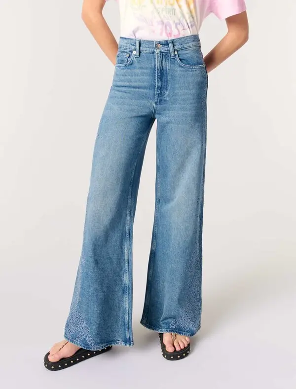 Maje Embroidered Flared Jeans