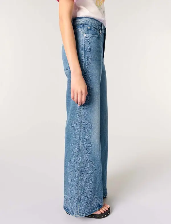 Maje Embroidered Flared Jeans