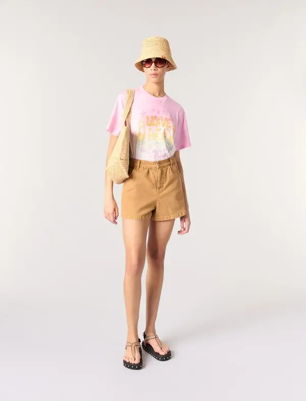 Maje Cotton Printed T-shirt - Pink