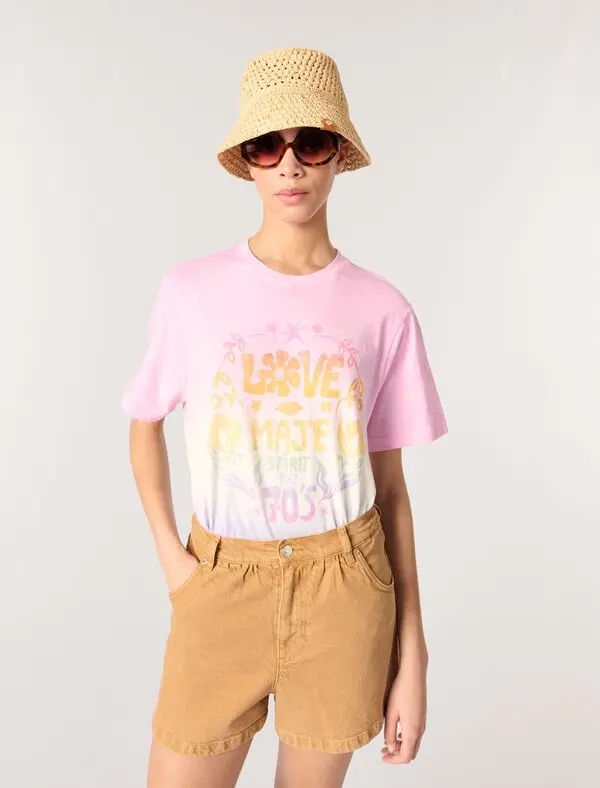Maje Cotton Printed T-shirt - Pink
