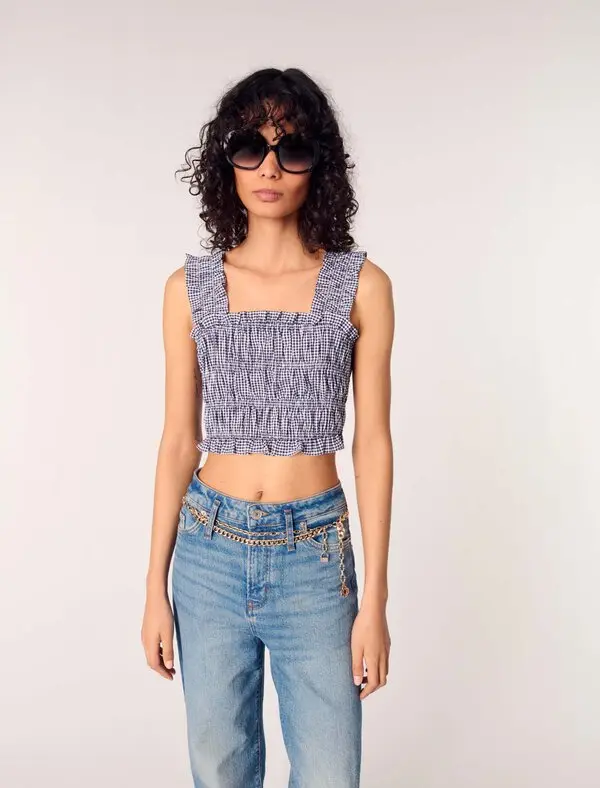 Maje Gingham Crop Top