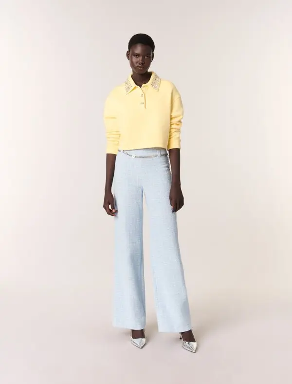 Maje Tweed Trousers With Chain Belt