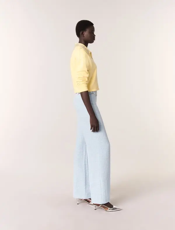 Maje Tweed Trousers With Chain Belt