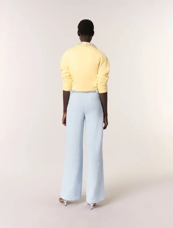 Maje Tweed Trousers With Chain Belt
