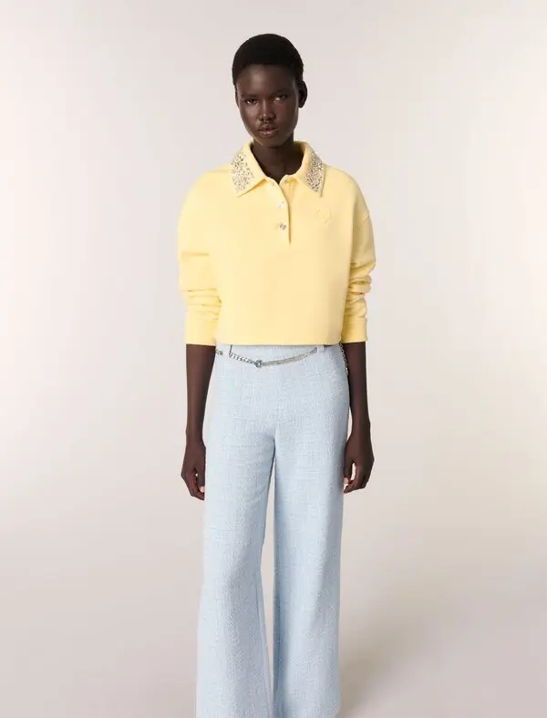 Maje Tweed Trousers With Chain Belt