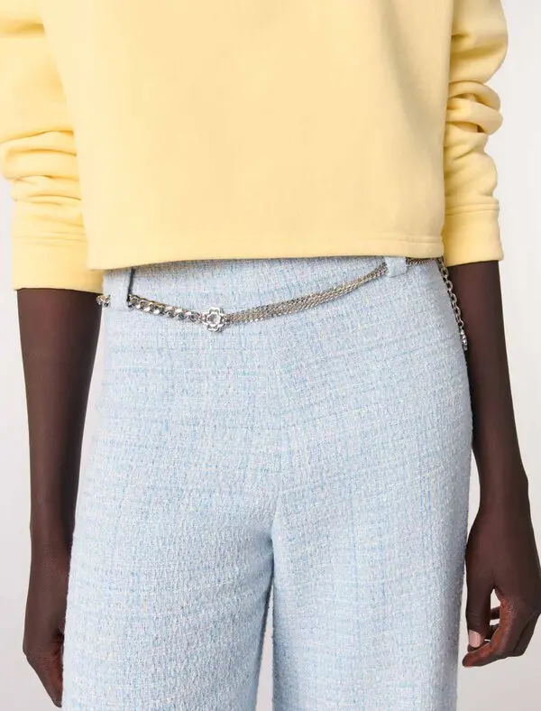 Maje Tweed Trousers With Chain Belt