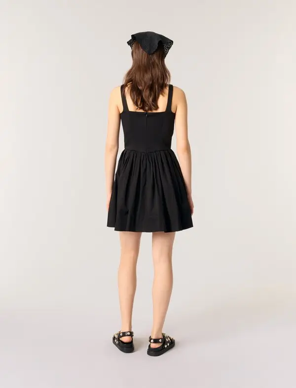 Maje Cotton Mini Skater Dress - Black