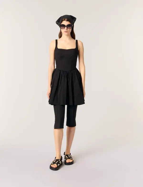 Maje Cotton Mini Skater Dress - Black