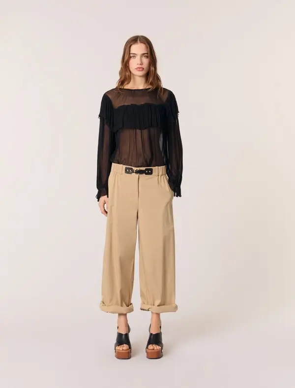 Maje Viscose Ruffled Chiffon Blouse