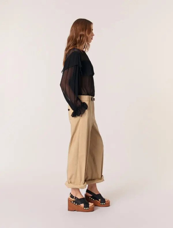 Maje Viscose Ruffled Chiffon Blouse