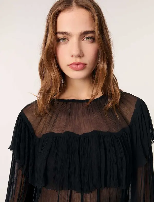 Maje Viscose Ruffled Chiffon Blouse