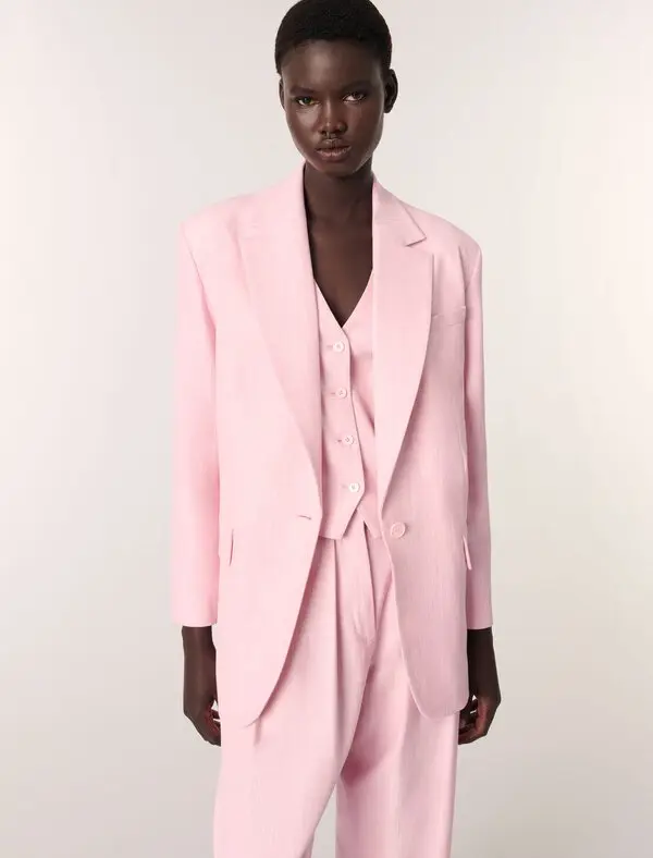 Maje Viscose Suit Jacket - Pink