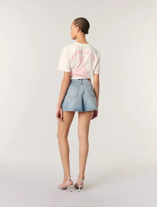 Maje Embellished Denim Shorts