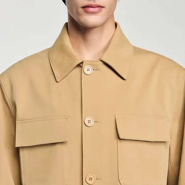Sandro Oversized Shirt With Pockets - Sand.