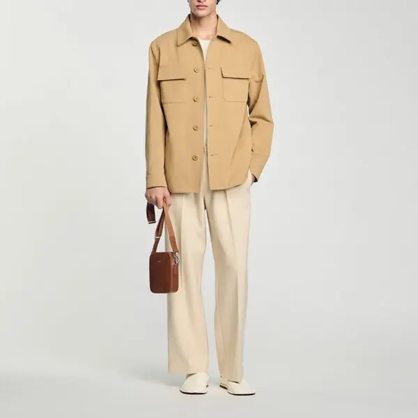 Sandro Oversized Shirt With Pockets - Sand