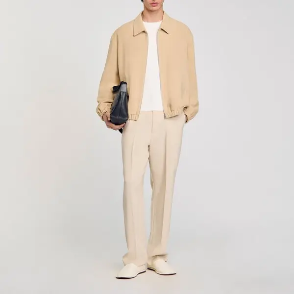 Sandro Zip-up Jacket With Shirt Collar