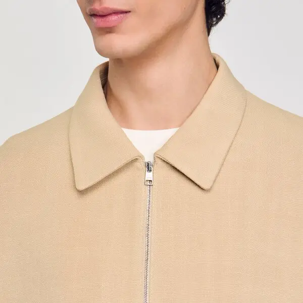 Sandro Zip-up Jacket With Shirt Collar
