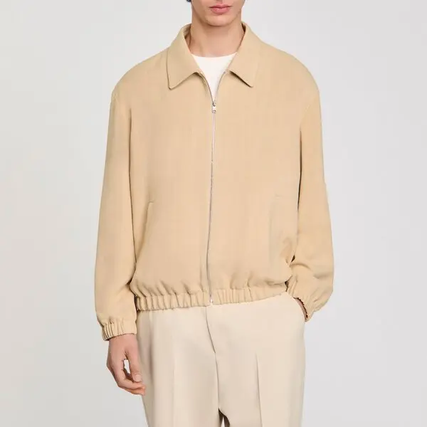 Sandro Zip-up Jacket With Shirt Collar