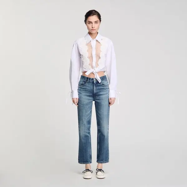 Sandro 7/8-length Straight-leg Faded Jeans