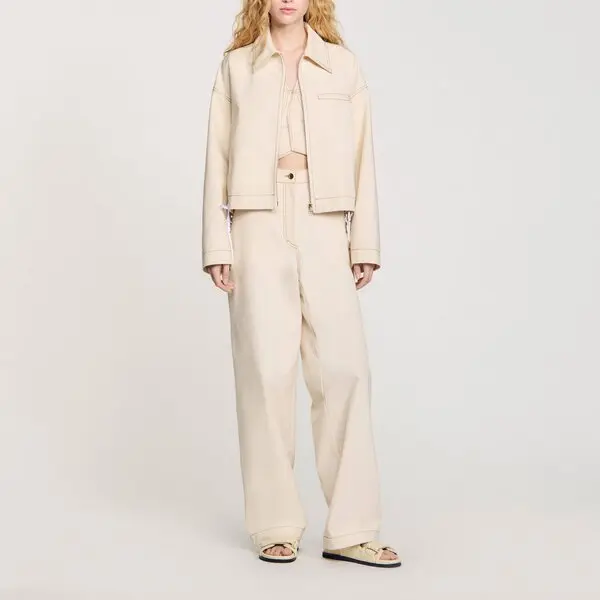 Sandro Denim Lace-up Jacket