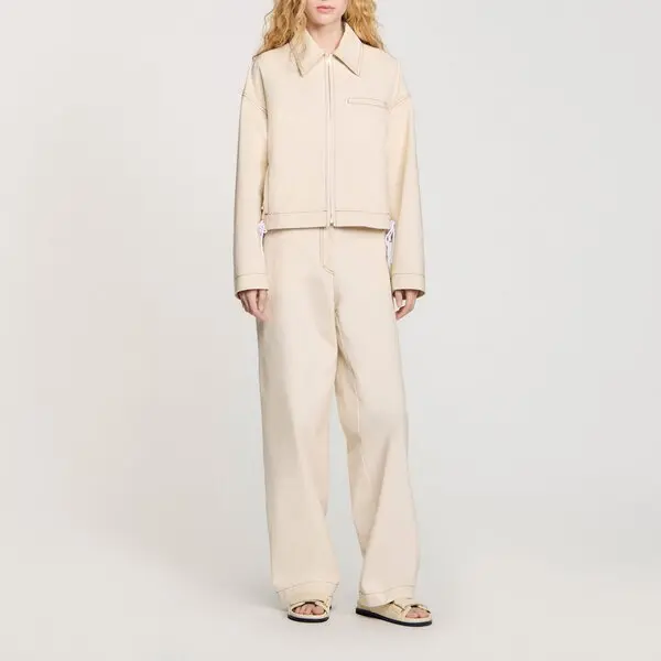Sandro Denim Lace-up Jacket