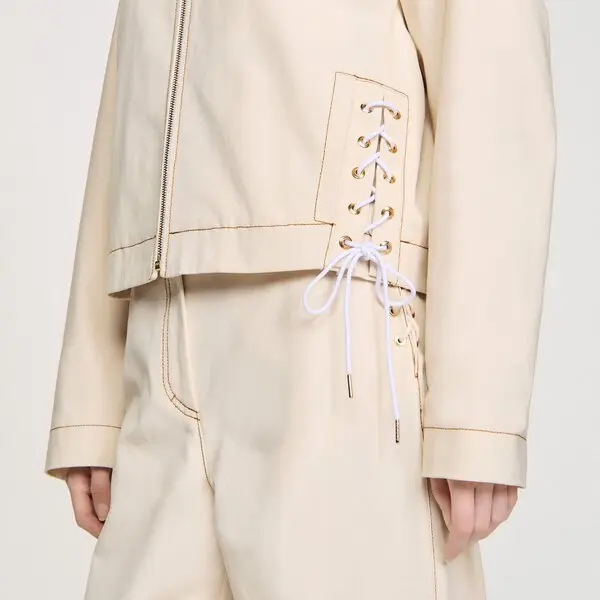 Sandro Denim Lace-up Jacket