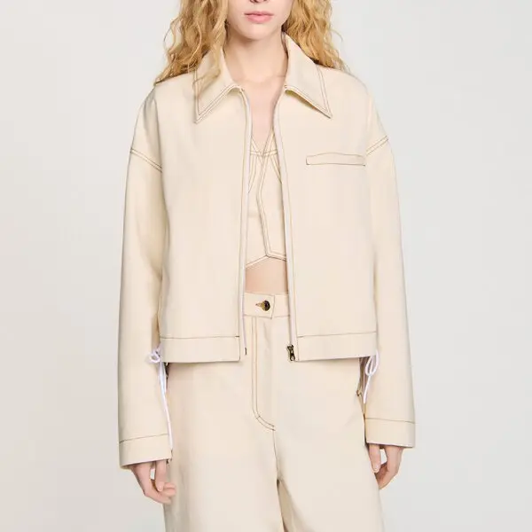 Sandro Denim Lace-up Jacket