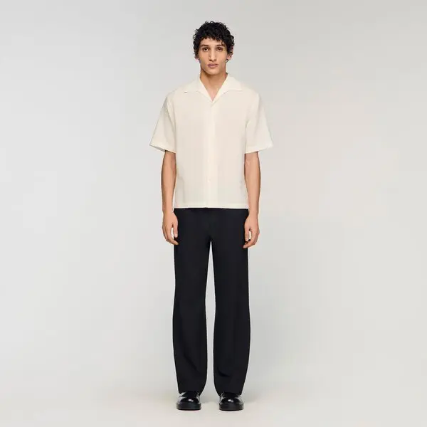 Sandro Cotton And Linen Shirt - Ivory.