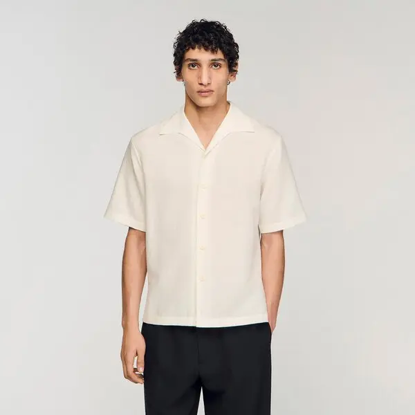 Sandro Cotton And Linen Shirt - Ivory.