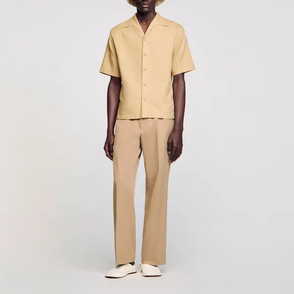 Sandro Cotton And Linen Shirt - Nut