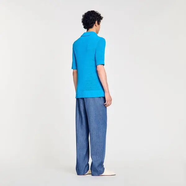 Sandro Knit Polo Shirt - Azur.