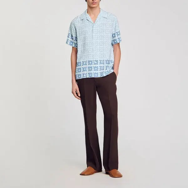 Sandro Floral Motif Shirt - Blue Sky