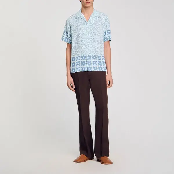 Sandro Floral Motif Shirt - Blue Sky