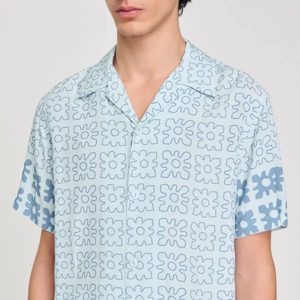 Sandro Floral Motif Shirt - Blue Sky