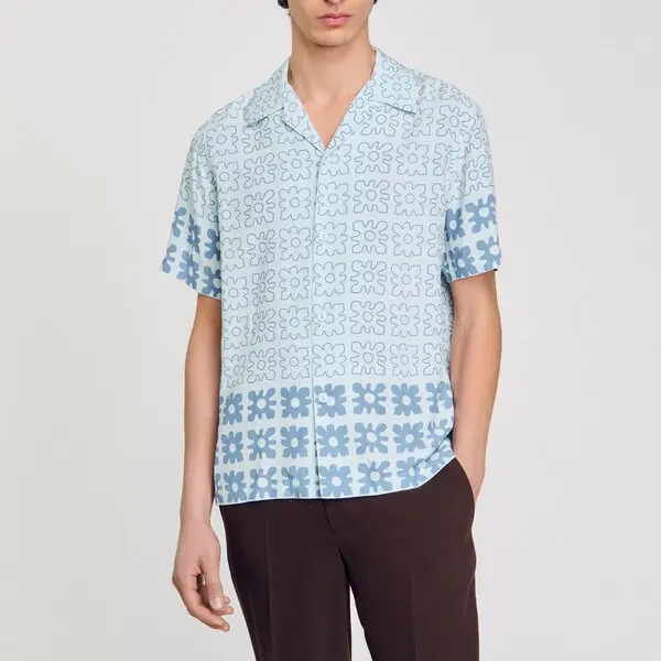 Sandro Floral Motif Shirt - Blue Sky