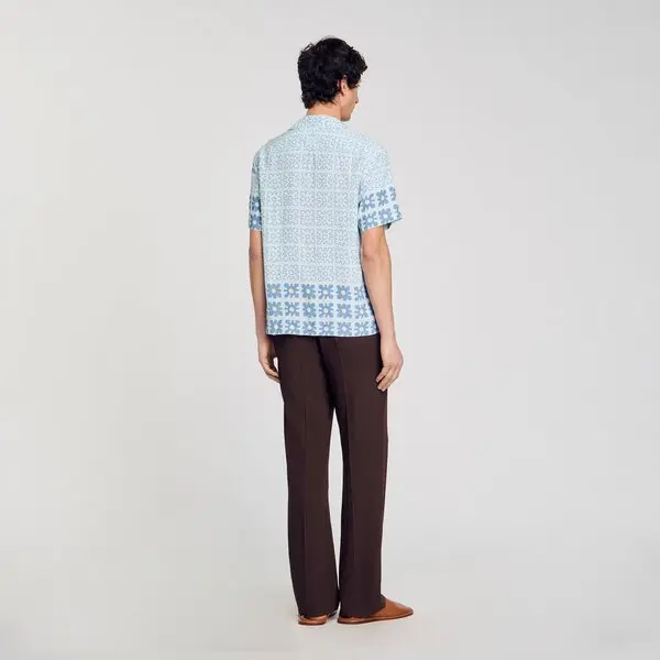 Sandro Floral Motif Shirt - Blue Sky