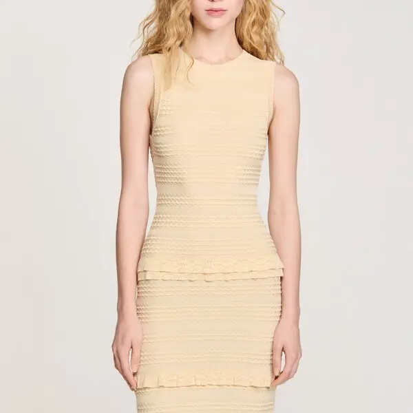 Sandro Ruffled Knit Maxi Dress