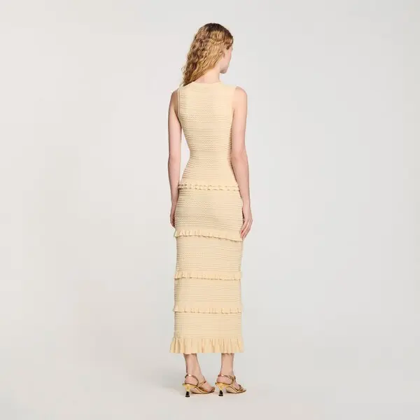Sandro Ruffled Knit Maxi Dress