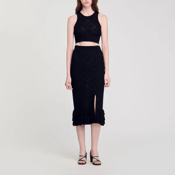 Sandro Decorative Knit Crop Top