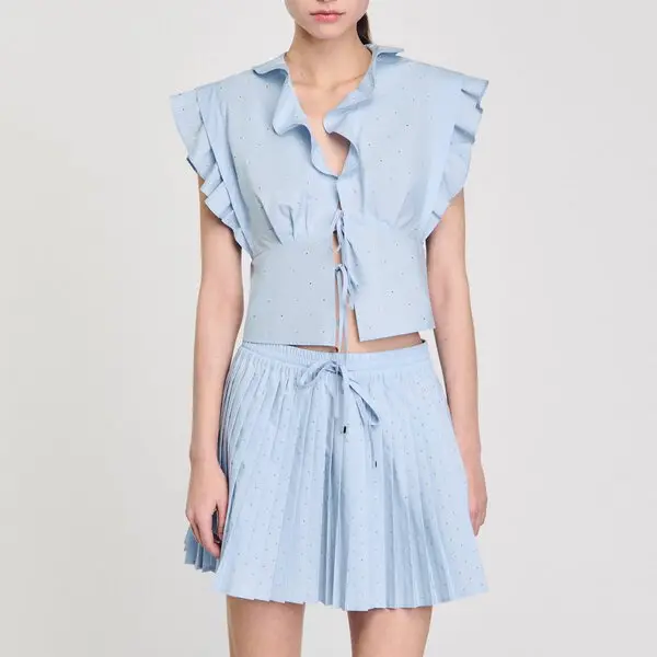 Sandro Rhinestone-trimmed Crop Top