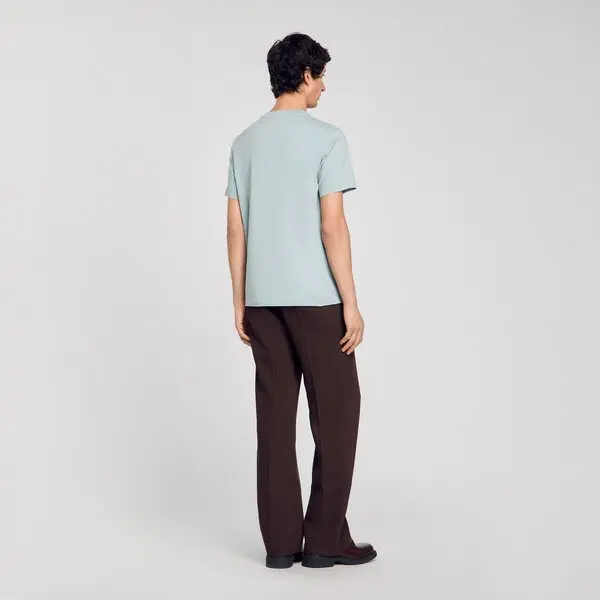 Sandro T-shirt With Flower Detail - Chambray