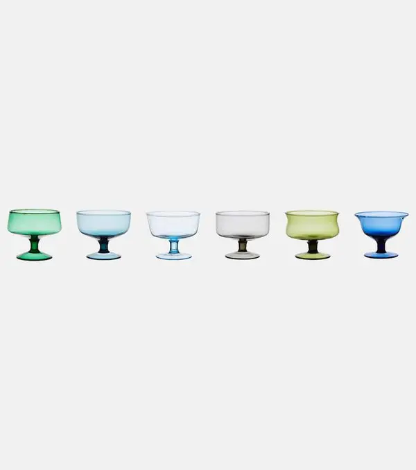 BITOSSI Diseguale Set Of 6 Glass Dessert Bowls - Multicoloured