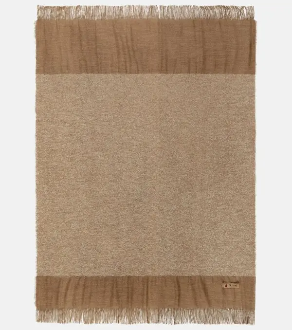 THE HOUSE OF LYRIA Rovere Fringed Wool And Linen-blend Blanket - Beige