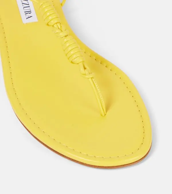 AQUAZZURA Oaxaca Leather Thong Sandals - Yellow