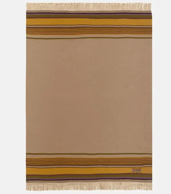 THE HOUSE OF LYRIA Grottesco Striped Silk And Wool-blend Blanket - Yellow