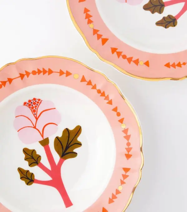 BITOSSI Botanica Rosa Set Of 4 Porcelain Soup Plates